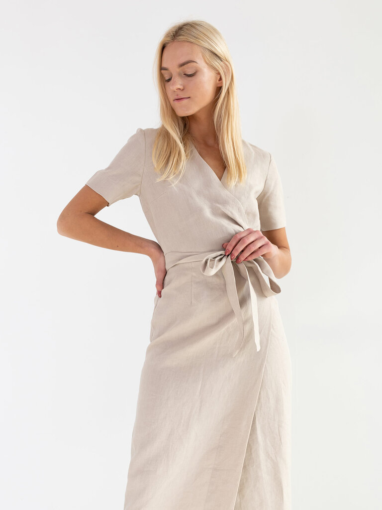 BELLA Linen Midi Wrap Dress - Love and Confuse